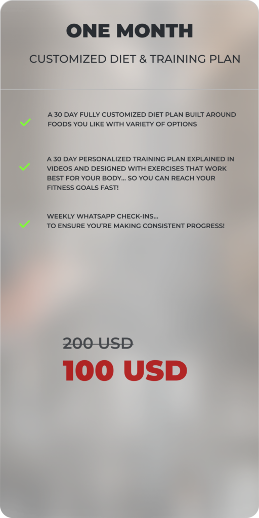 One Month Plan – Train with TiTi: Personalized Workout and Diet Plans ...