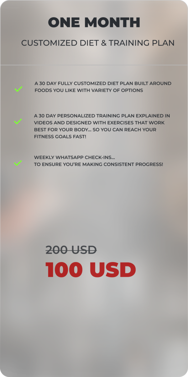 One Month Plan – Train with TiTi: Personalized Workout and Diet Plans ...